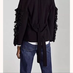 Zara | Jackets & Coats | Zara Ruffled Shirtjacket With Button Detail ...